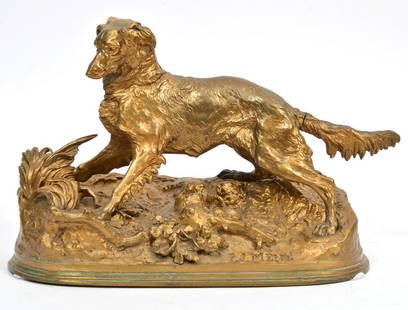 P.j. Mene: Dog Group Bronze Sculpture