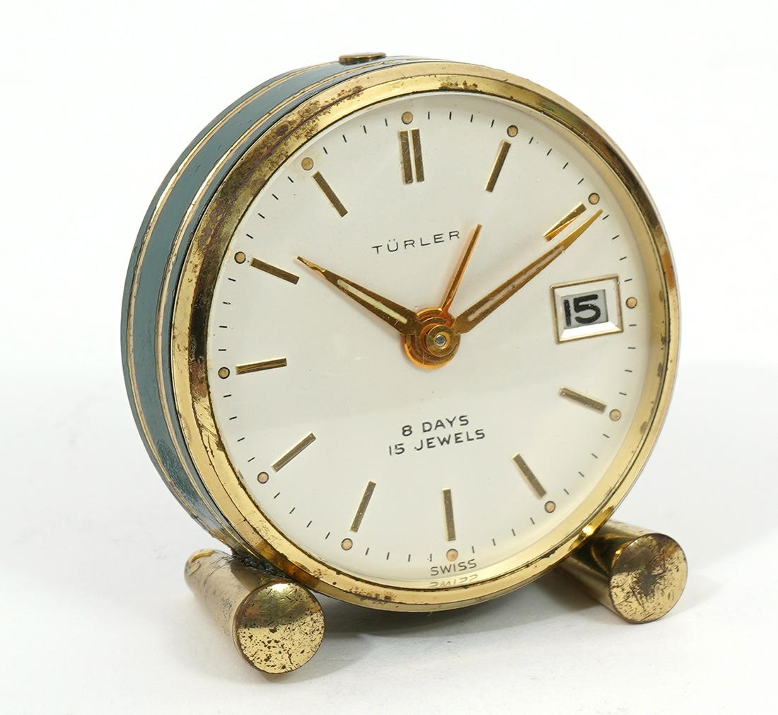 Turler Swiss 8 Day Travel Clock With Red Case