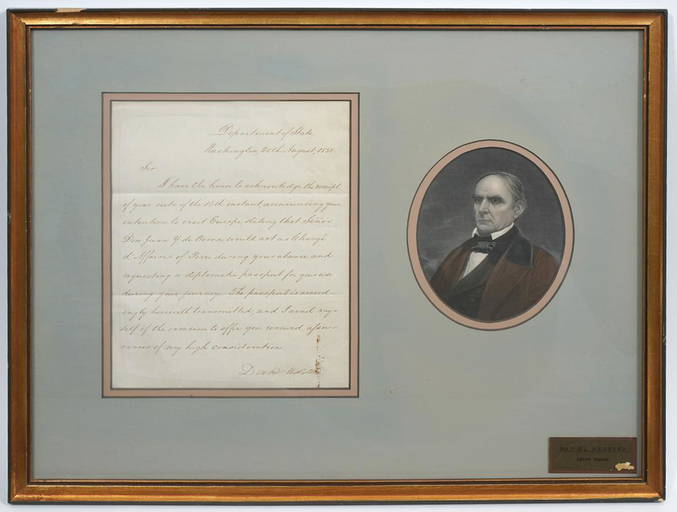Signed Handwritten Letter By Daniel Webster 1850