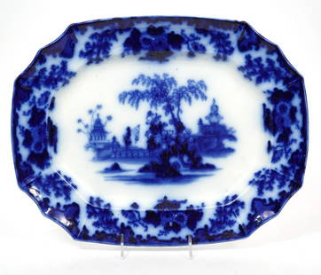 Antique J. & G. Alcock Flow Blue Platter, Scinde