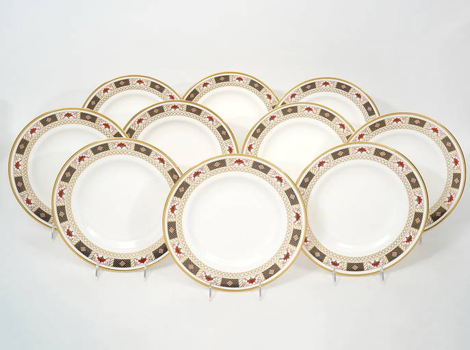 10 Royal Crown Derby "derby Border" Dinner Plates