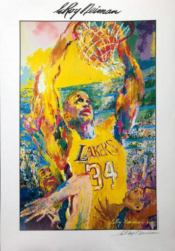 Leroy Neiman Shaquille O'neal Lakers, Hand Signed