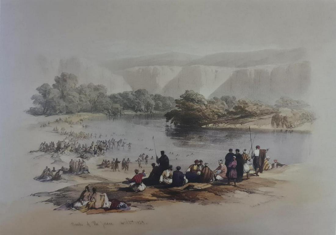 David Roberts, People bathing in the river Jordan, 1839 - Lithograph ...