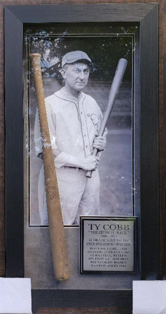 Ty Cobb, Authentic Gameday Bat 1909, Framed with photo in a shadow box frame - Oct 23, 2022 ...