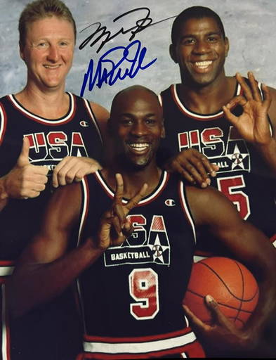 Michael Jordan & Magic Johnson, Autographed, 8x10 Photo, With Coa