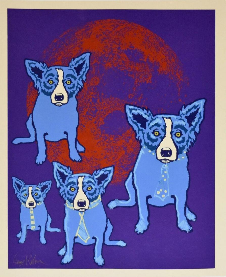 George Rodrigue - Blue Dog Red Moon 1991, Serigraph Signed & numbered ...