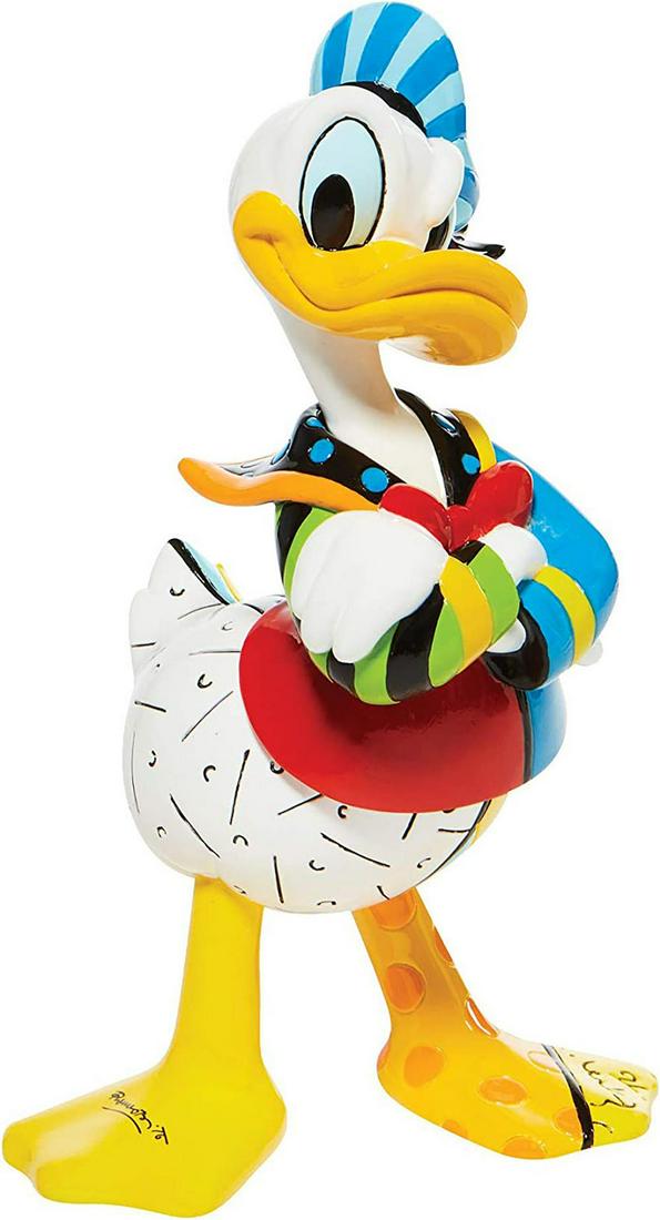 Disney By Romero Britto 'feisty Donald Duck' Stone Resin Sculpture
