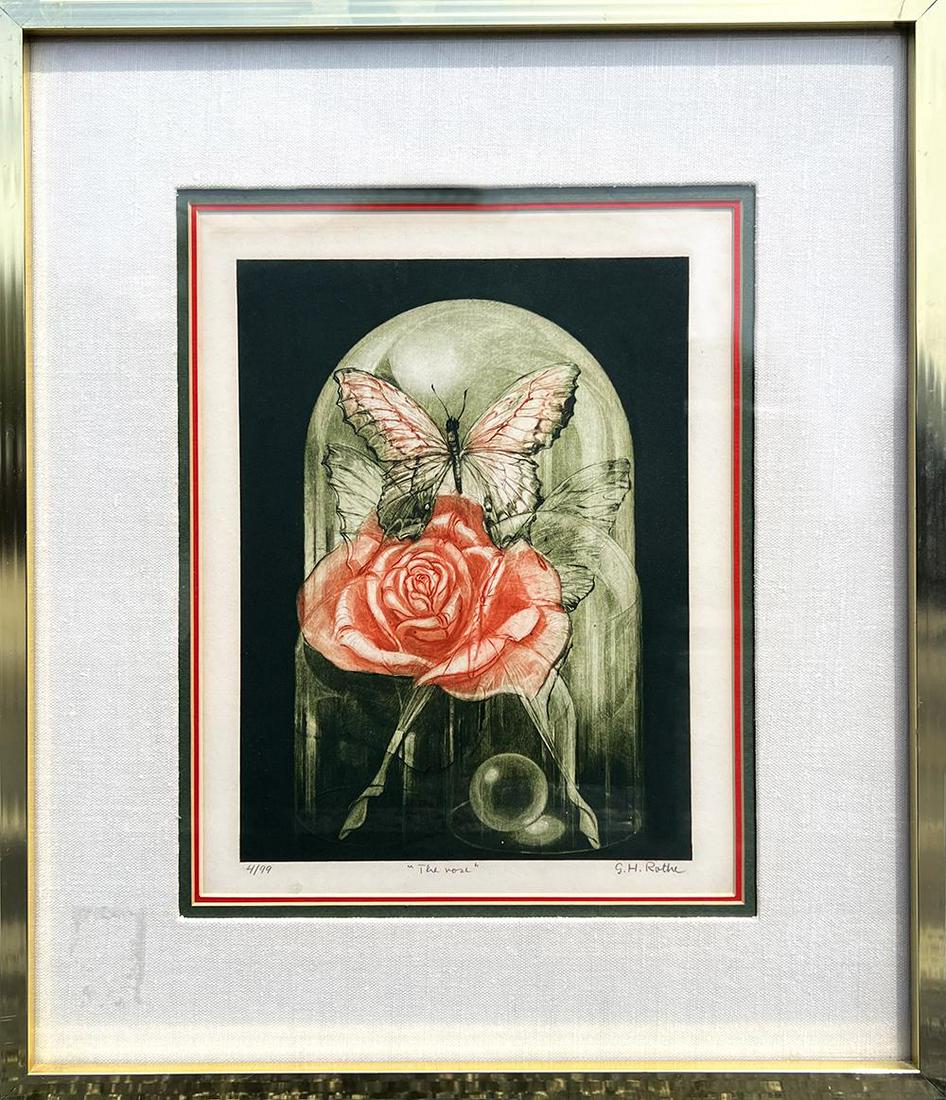 G.h Rothe, "the Rose" Mezzotint, Signed & Numbered Framed