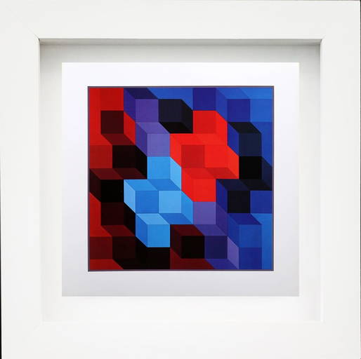 Victor Vasarely "deuton Rb, 1966" Monograph On Paper, Framed