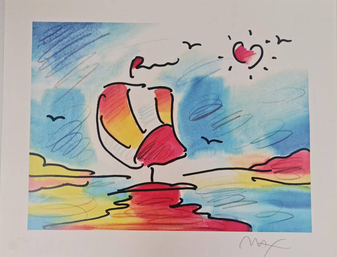 Peter Max, Zen Boat And Heart Auction