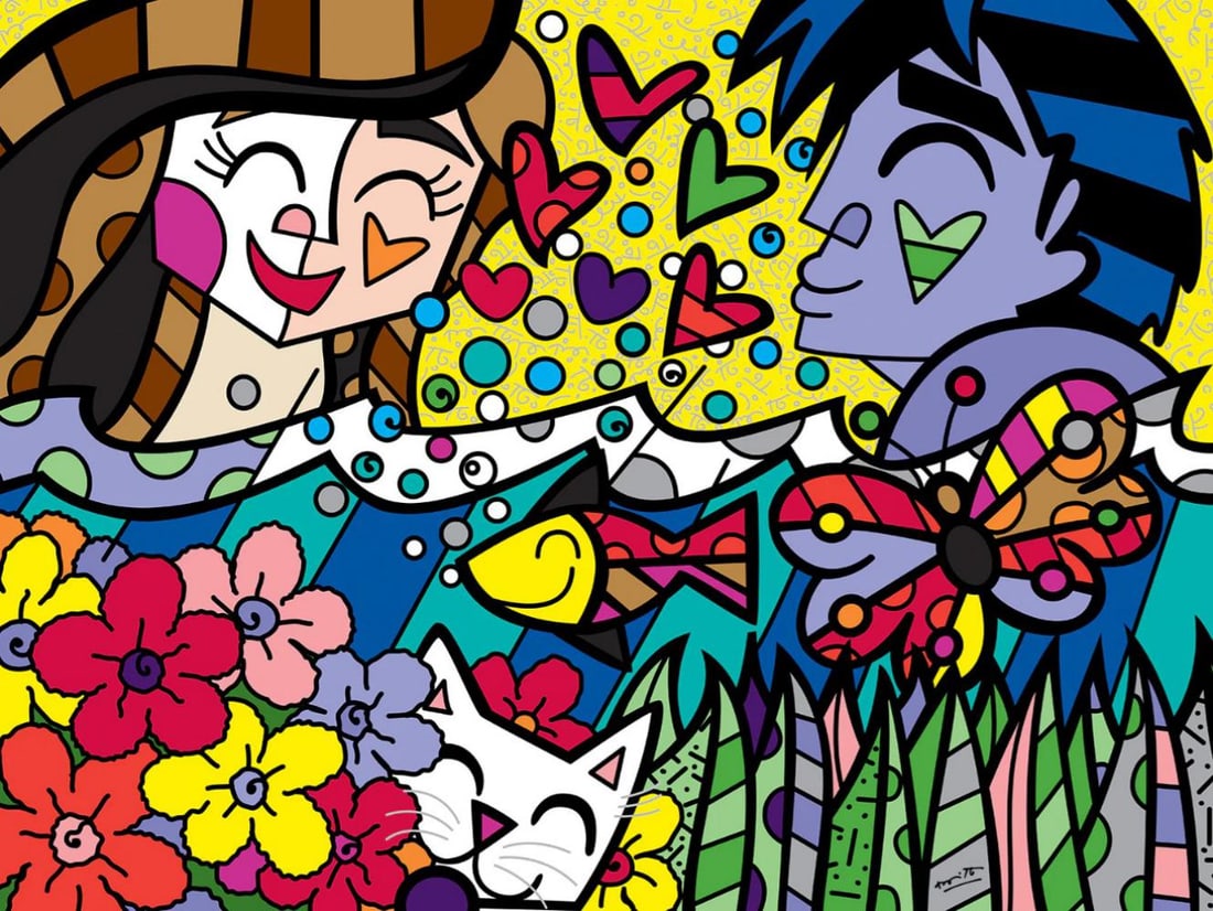 Romero Britto, 'summer', Signed Limited Edition Digital Print On Canvas ...