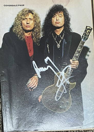 Jimmy Page Autographed Magazine Photo