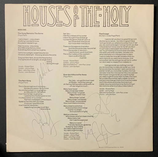 Led Zeppelin Autographed Album Inner Sleeve