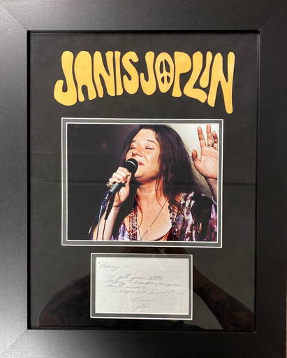 Janis Joplin Handwritten Letter Framed!