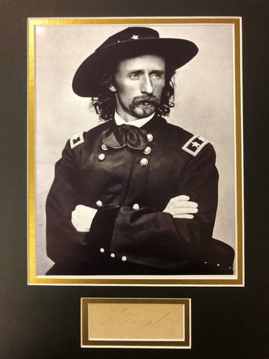 George Armstrong Custer Cut Autographed Display