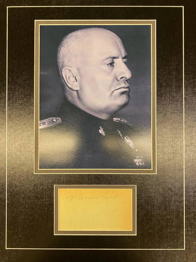 Benito Mussolini Autographed Display