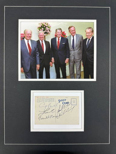 George Bush Sr Nixon Reagan Carter Ford Autographed Display