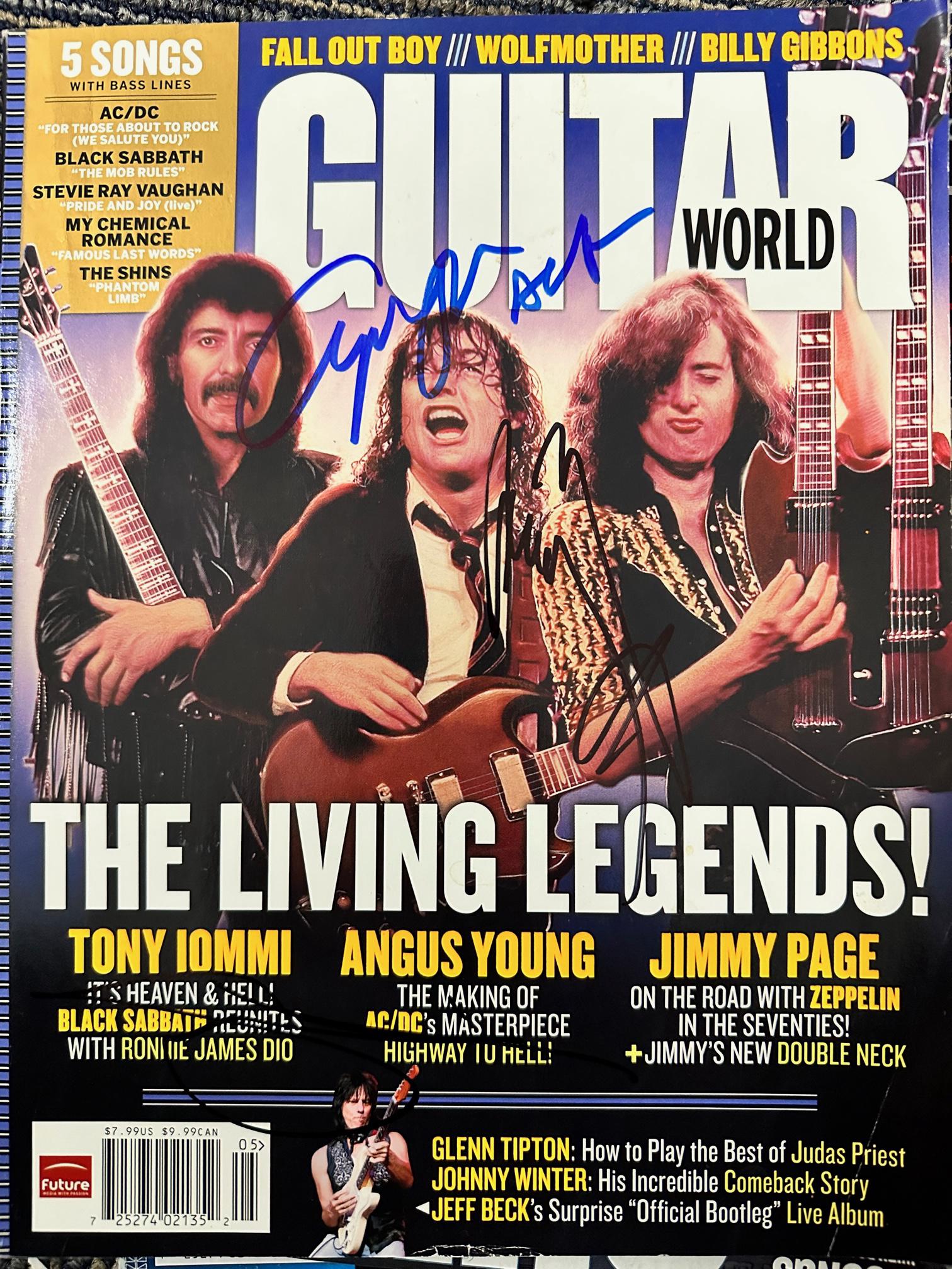Tony Iommi Angus Jimmy Page Autographed Magazine - Mar 11, 2023 | ICZ ...
