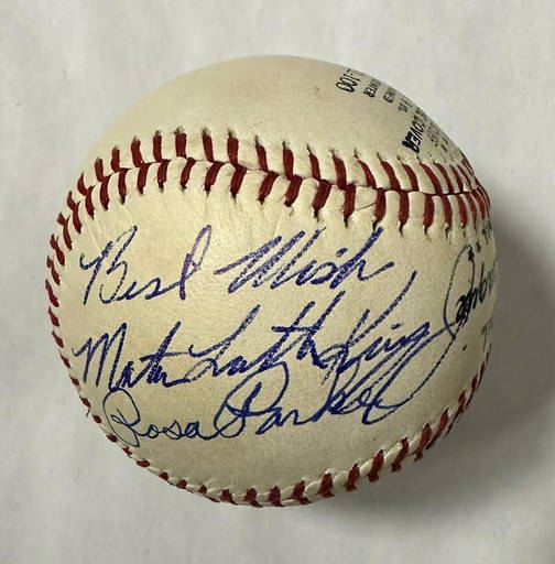 Martin Luther King Jr Autographed Baseball Rosa Parks