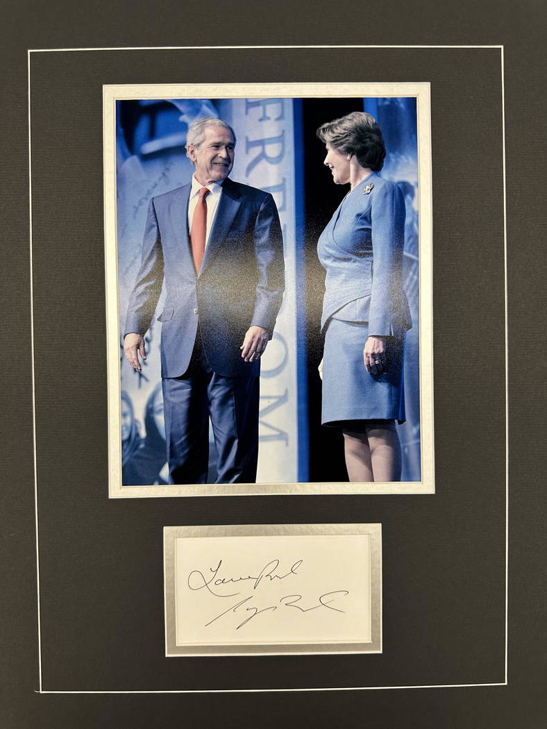 George And Laura Bush Autographed Display Apr 15 2023 Icz Auctions In Fl