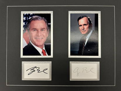 George Bush Sr & Jr Autographed Display