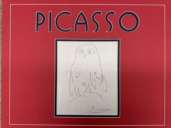 Pablo Picasso Autographed Sketch Display