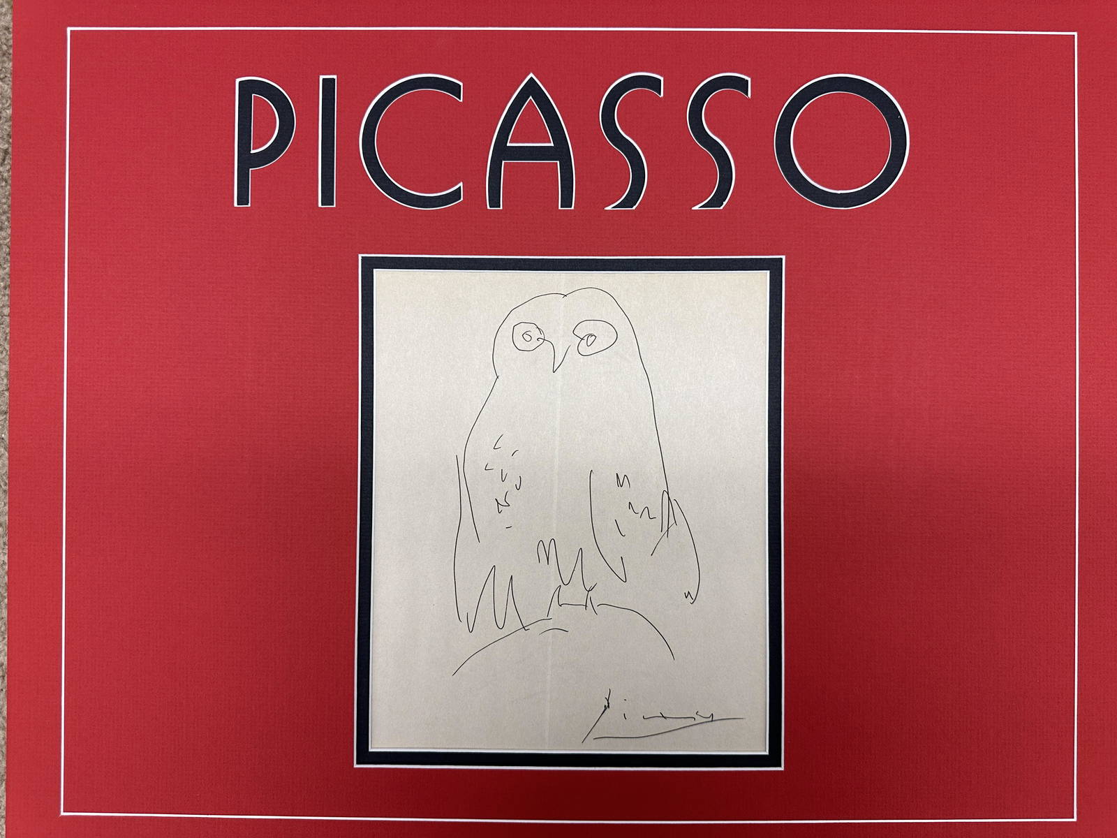 Pablo Picasso Autographed Sketch Display Auction