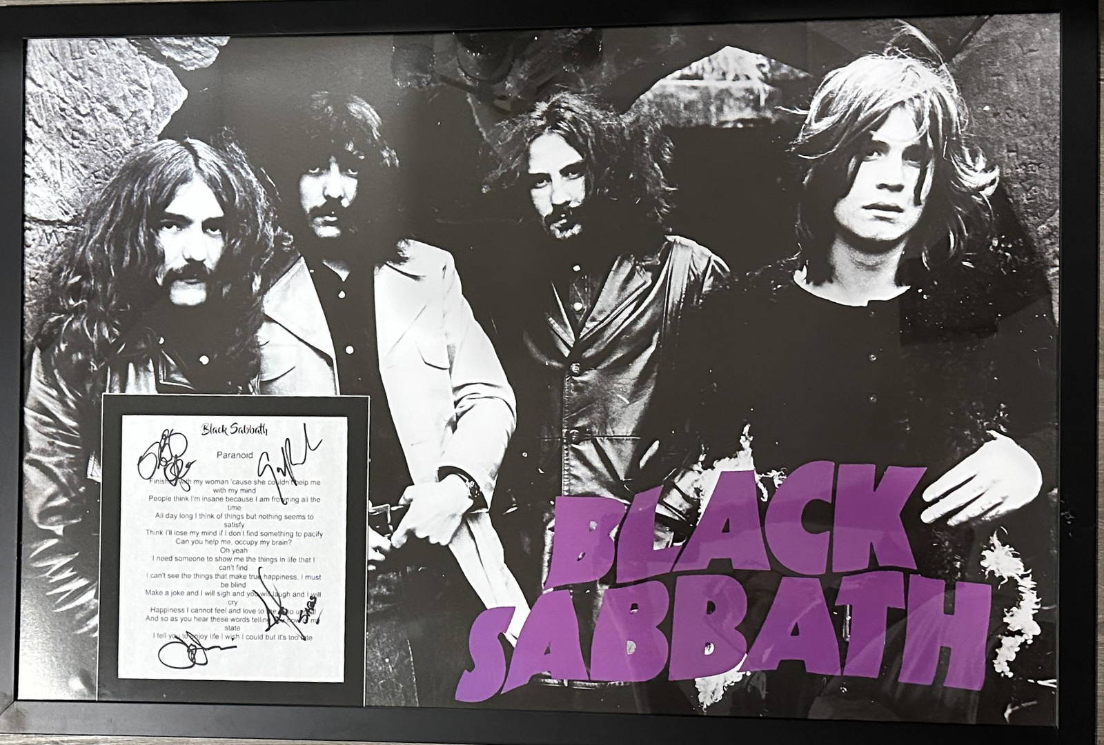 Black Sabbath Autographed Lyric Display All 4 Auction