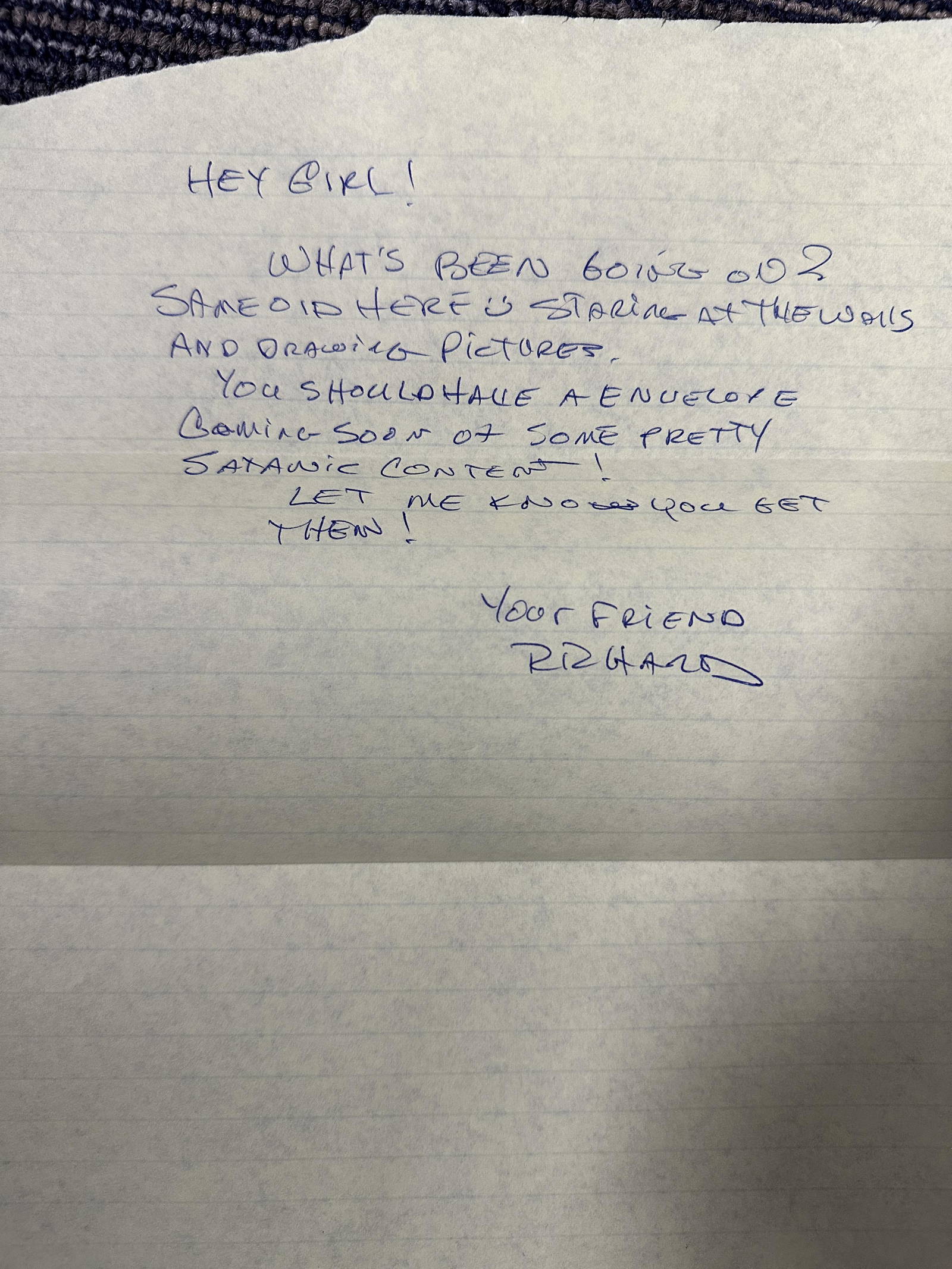 Richard Ramirez Autographed Handwritten Letter Auction