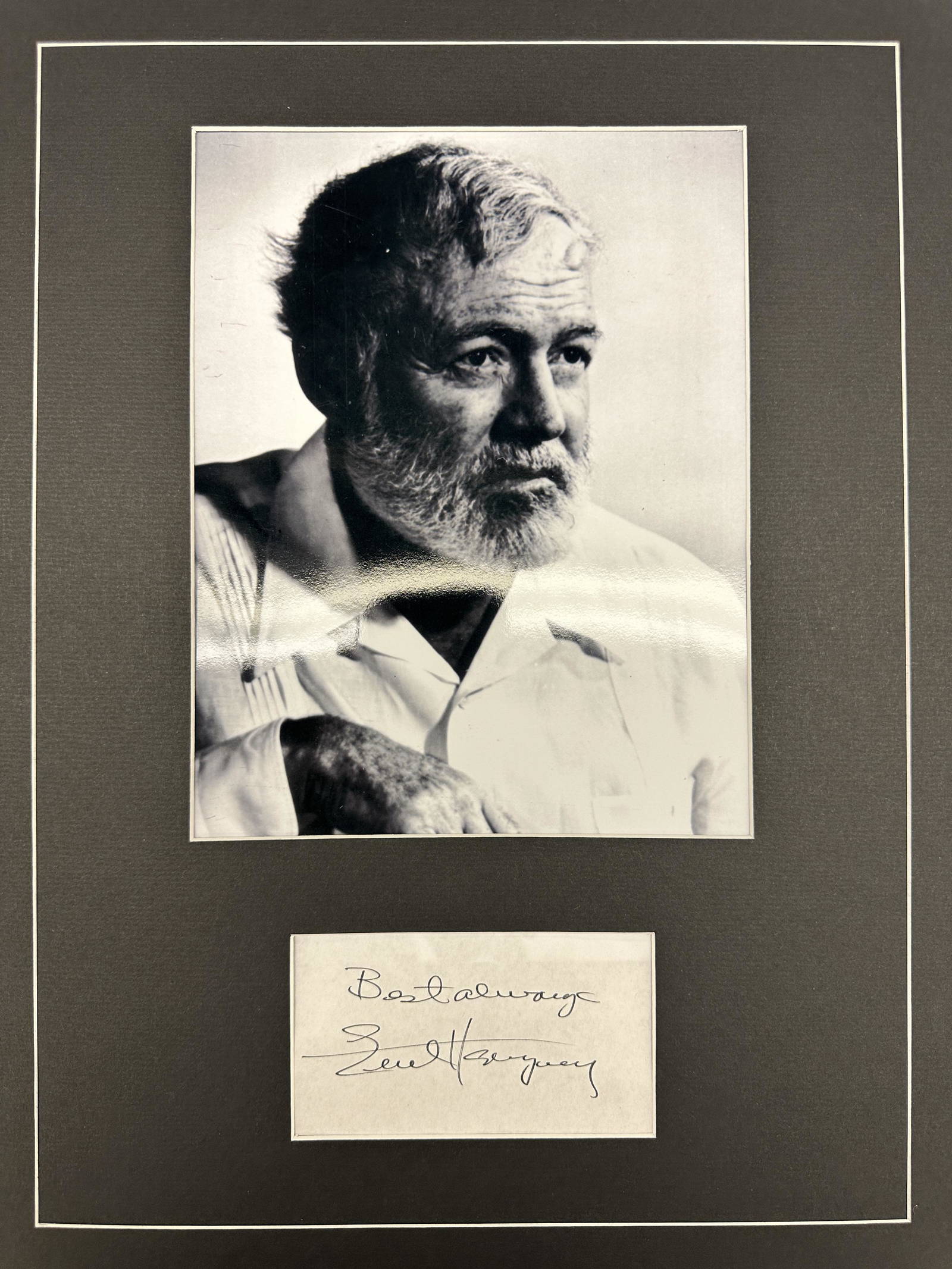 Ernest Hemmingway Autographed Display Auction