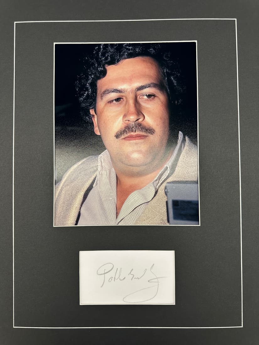Pablo Escobar Autographed Display Auction