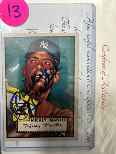 Mickey Mantle Autographed Card 1952 Topps Reprint