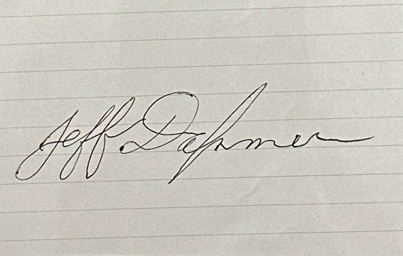 Jeffrey Dahmer Autographed Cut Auction