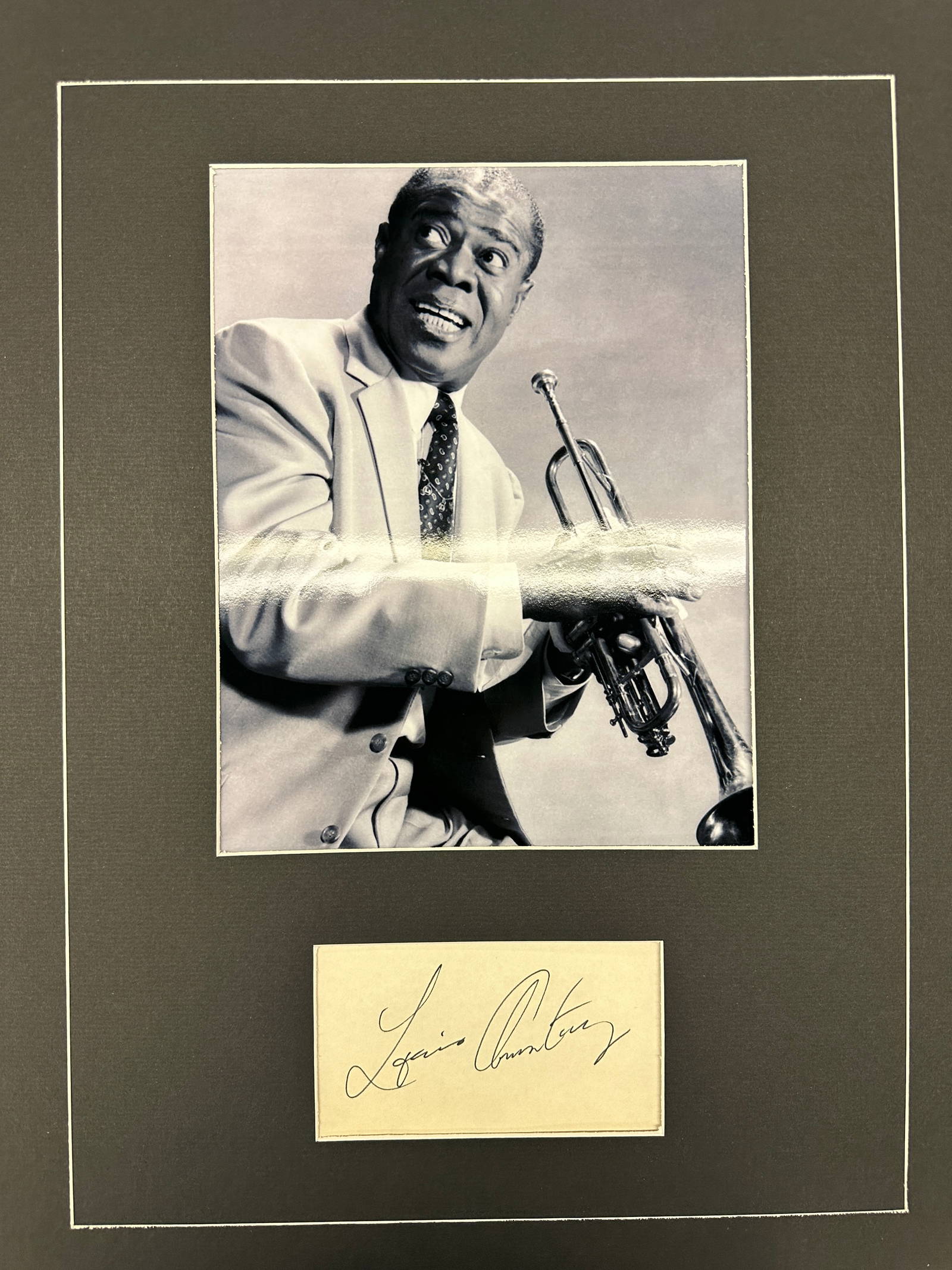 Louis Armstrong Autographed Display Auction
