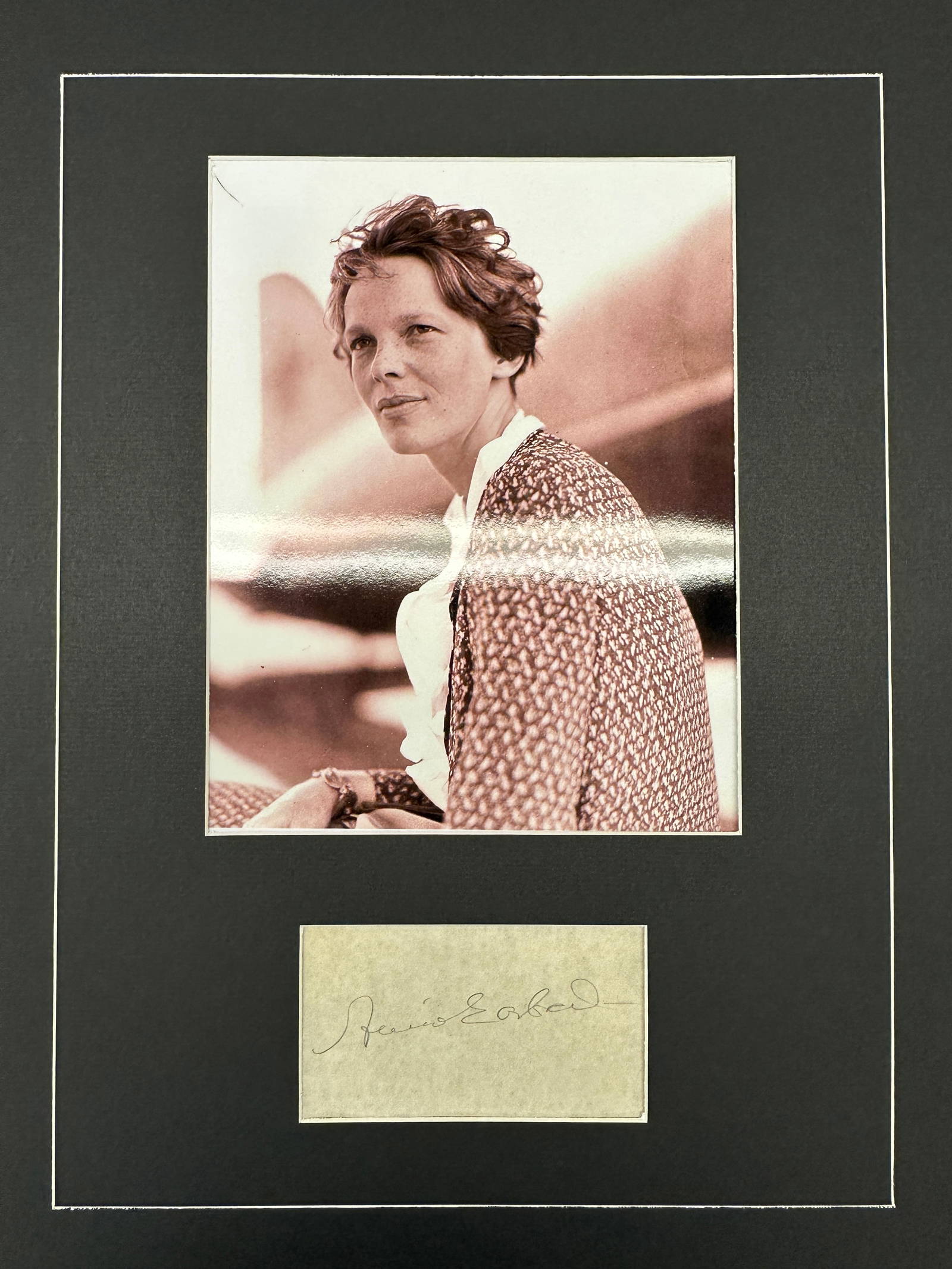 Amelia Earhart Autographed Display Auction