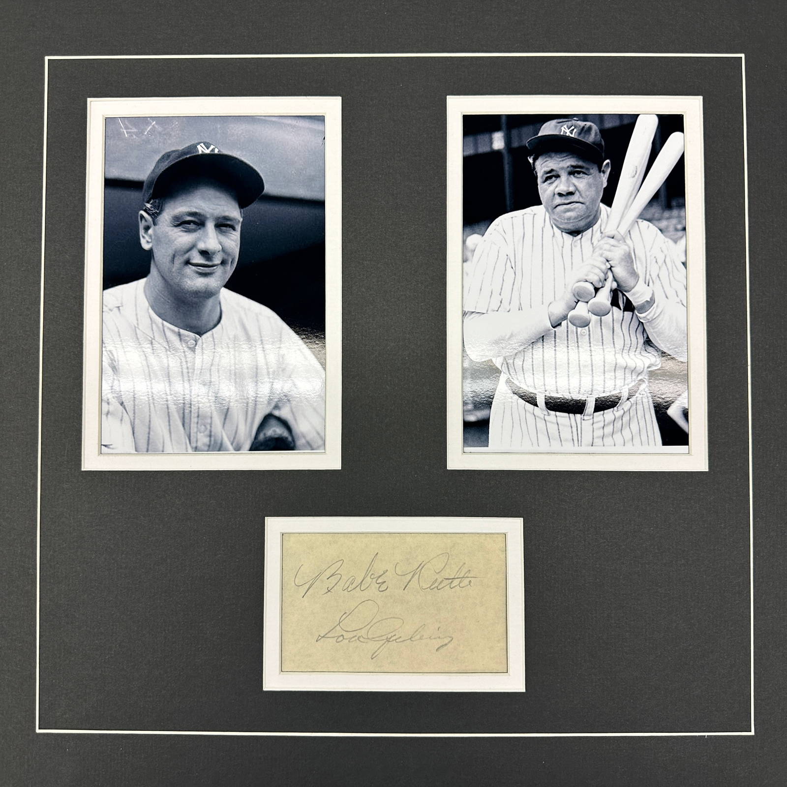 Lou Gehrig And Babe Ruth Autograph Display Auction