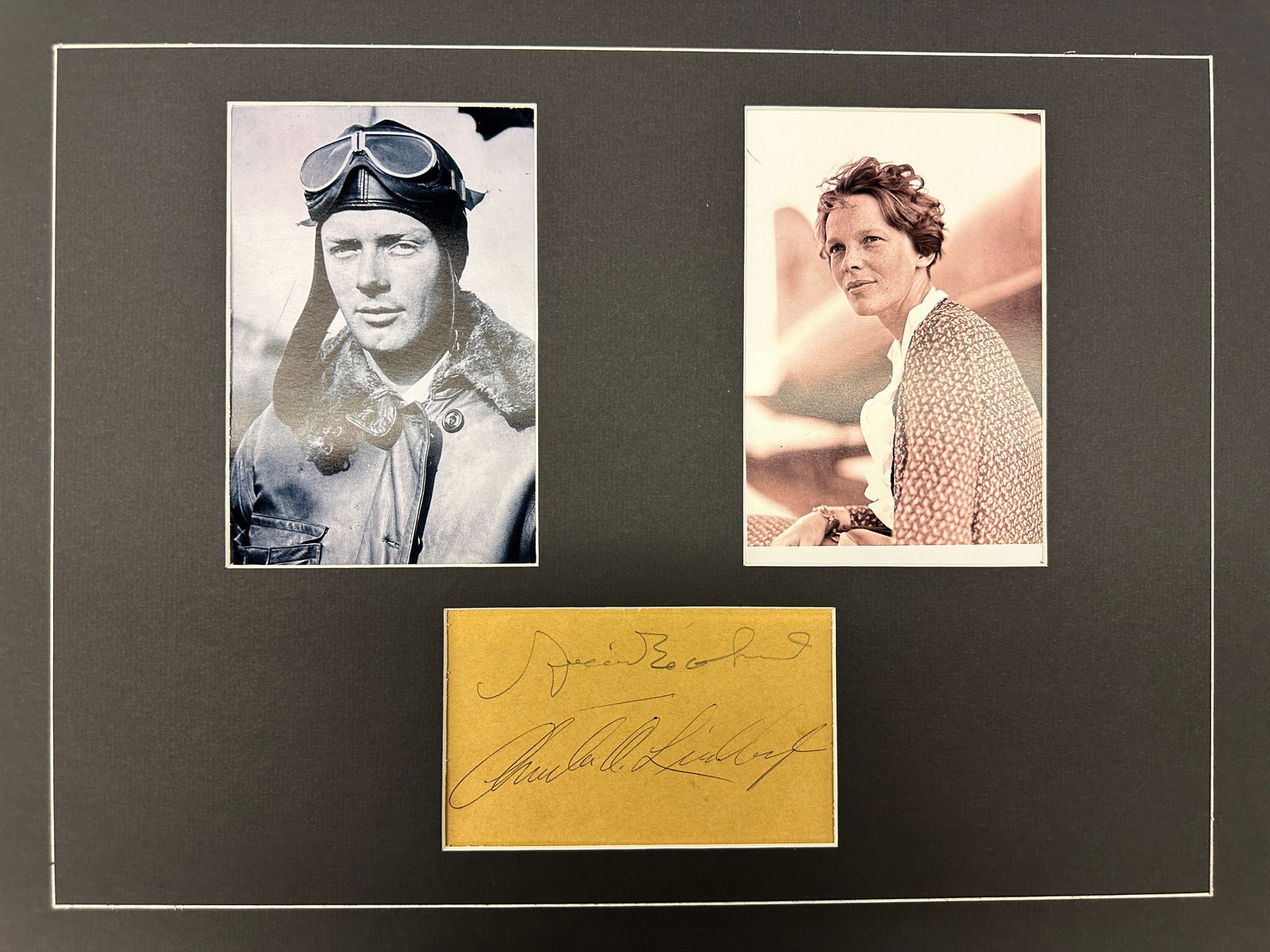 Charles Lindberg And Amelia Earhart Autograph Display Auction