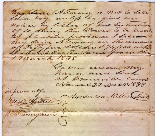 1838 Slave Document Greenville Sc Slavery