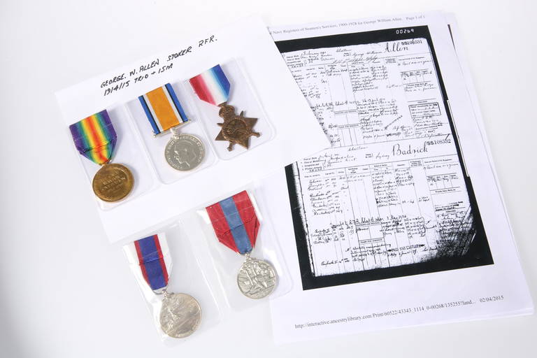 1914/15 Medal Trio, Stoker G.w. Allen R.f.r., Together