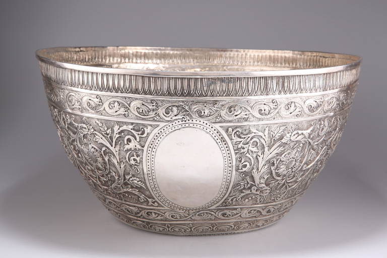 A 19th Century Indian Silver Bowl, Of Huge Proportions