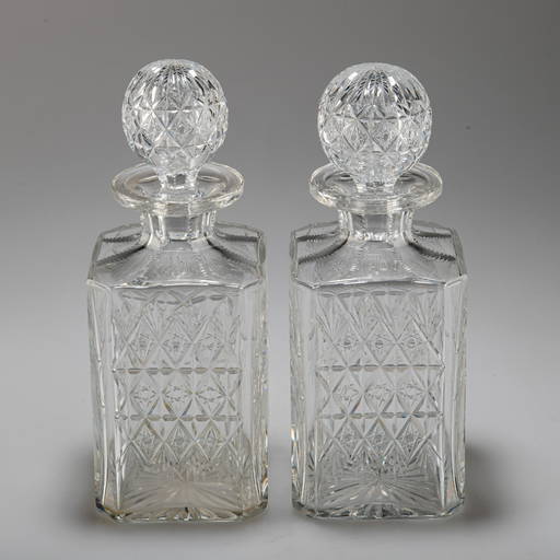 A Pair Of Thomas Webb Cut Glass 'wellington' Decanters