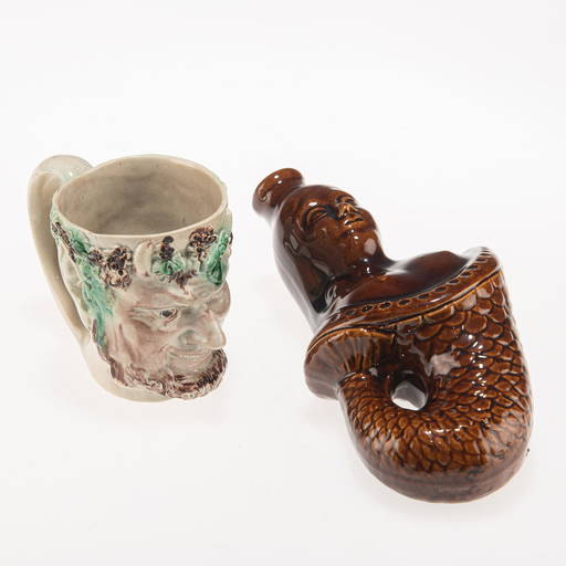 An Early 19th Century Pearlware Bacchus Mask Mug, And Late 19th Century ...