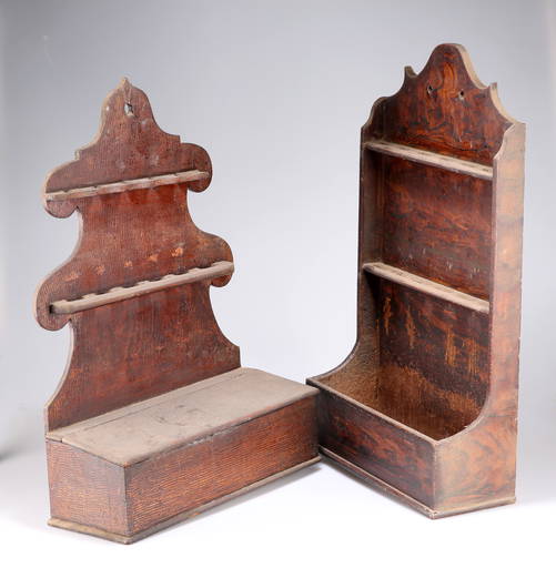Two 19th Century Scumbled Pine Spoon Racks