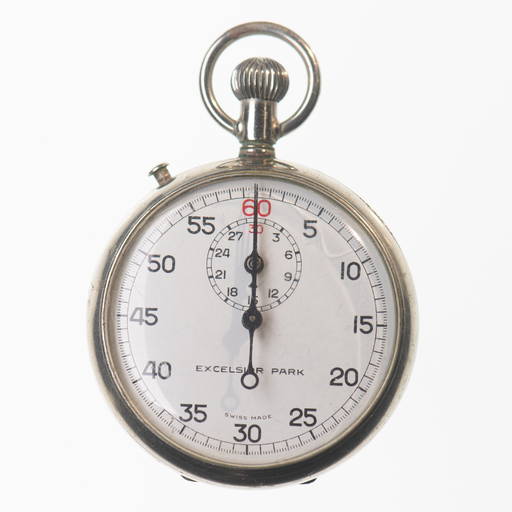 A White Metal Excelsior Park Military Split Seconds Stopwatch