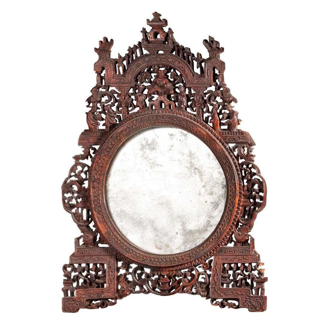 A Chinese Carved Wood Mirror, Qing Dynasty Auction