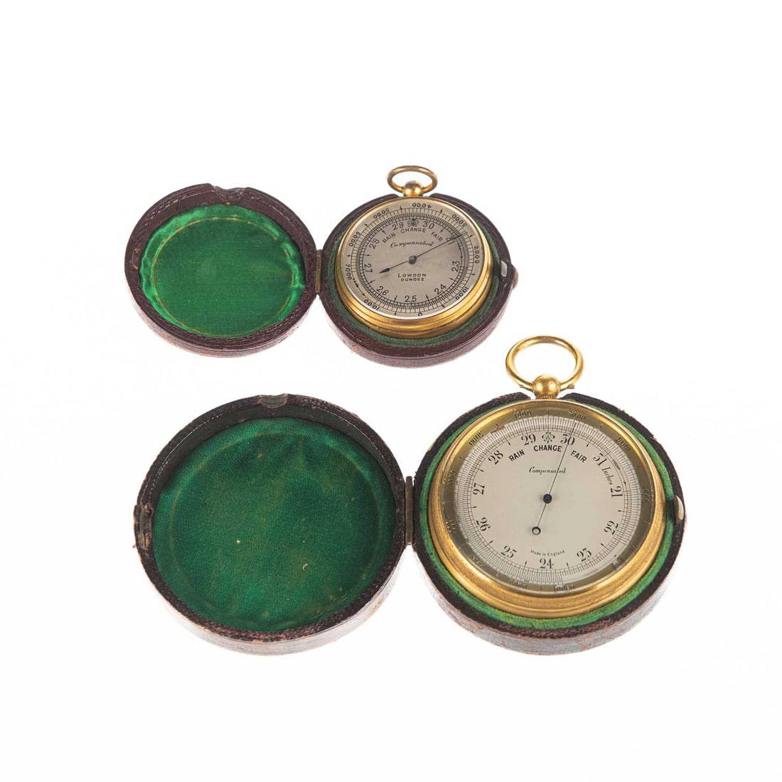 Two Brass-cased Watch-form Pocket Barometers Auction