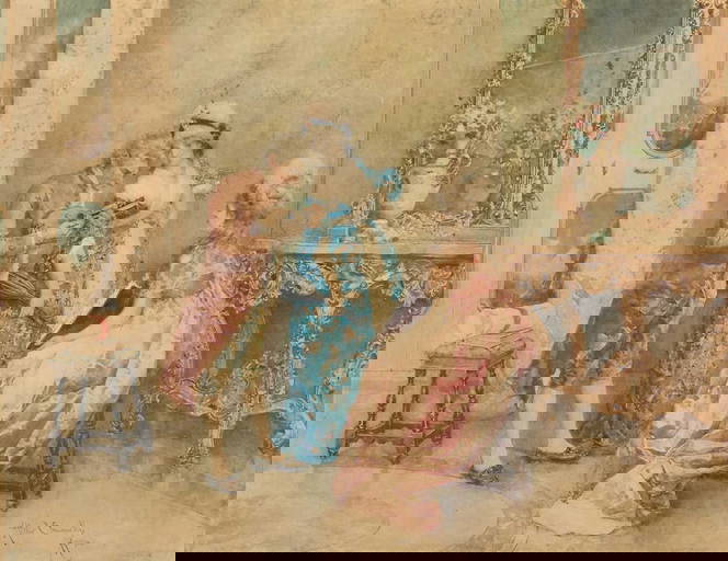 Attilio Simonetti (italian 1843 1925) Music Lesson