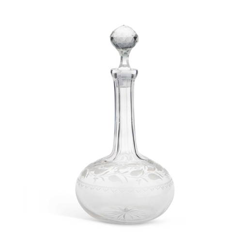 A Victorian Etched Glass Globe Decanter And Stopper