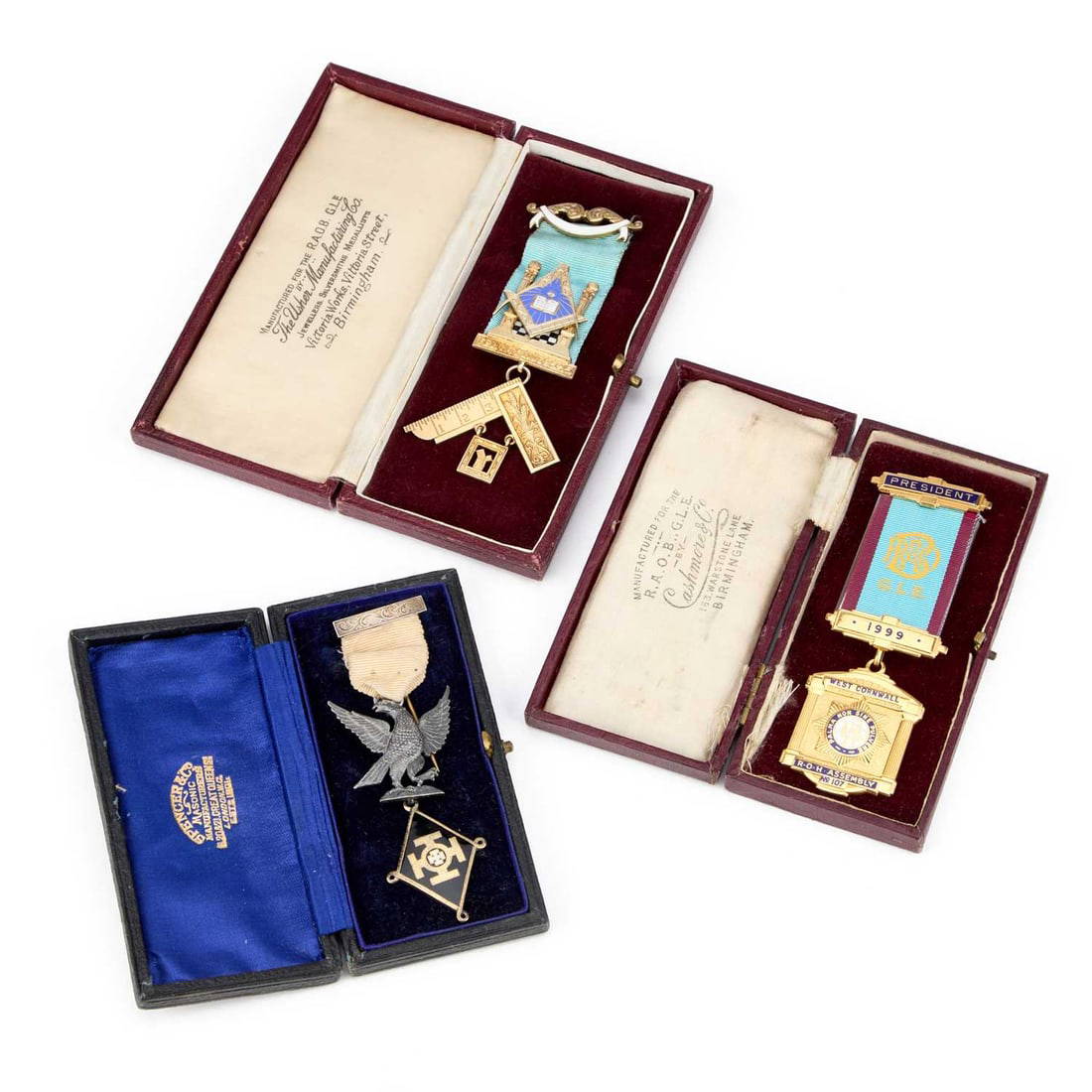 Three Silver And Enamel Masonic And Raob Jewels Auction