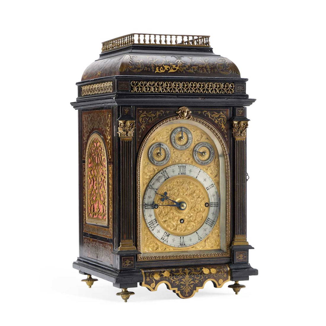 An Impressive Brass-inlaid Boulle Work And Ebonised Three-train Bracket ...